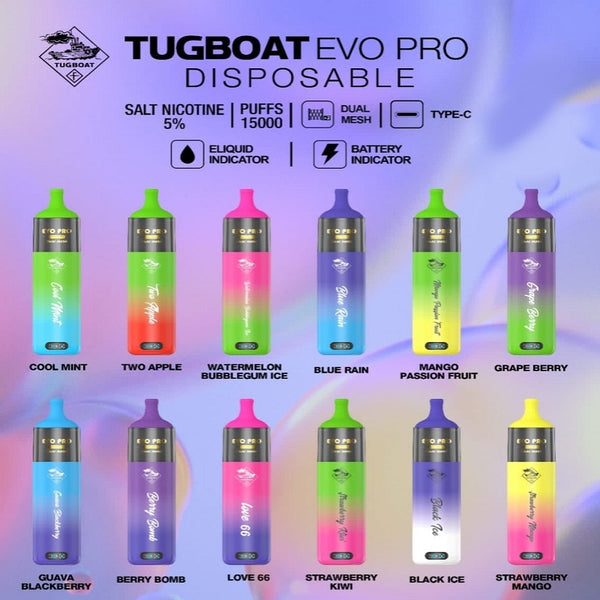 TUGBOAT EVO PRO 15000 PUFFS – Rider Vapes